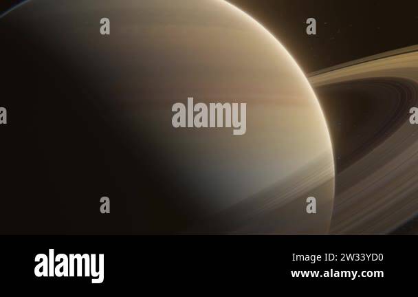 Close up footage of Saturn rotating in outer space. Part of the solar ...