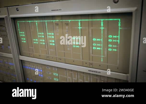 Submarine control panel. Screens with the location of different types ...