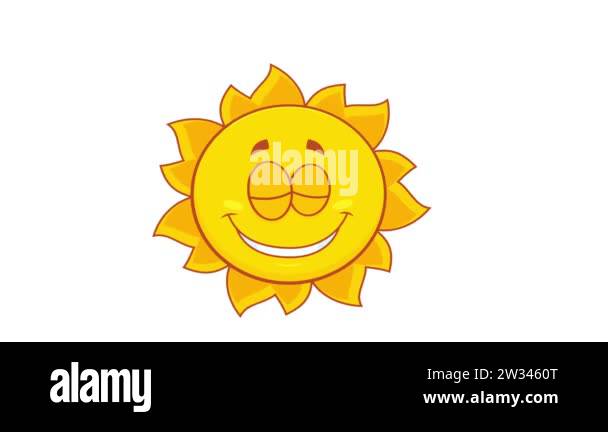 Winking Yellow Sun Cartoon Character. 4K Animation Video Motion ...