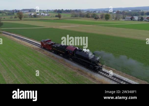 Strasburg, Pennsylvania, October 2019 - Aerial view of an antique ...