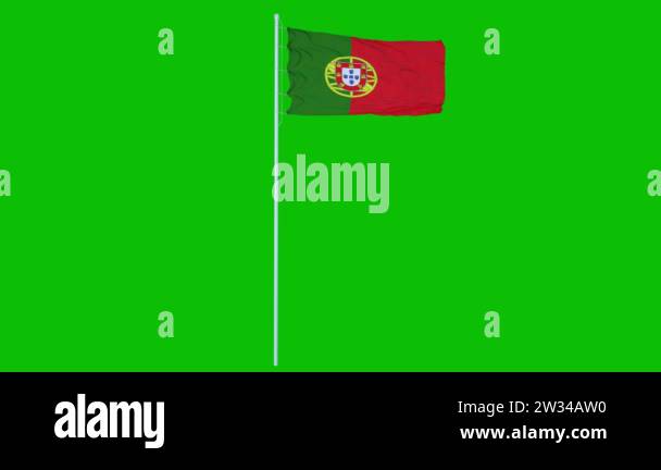 Portugal Flag Waving on wind on green screen or chroma key background ...