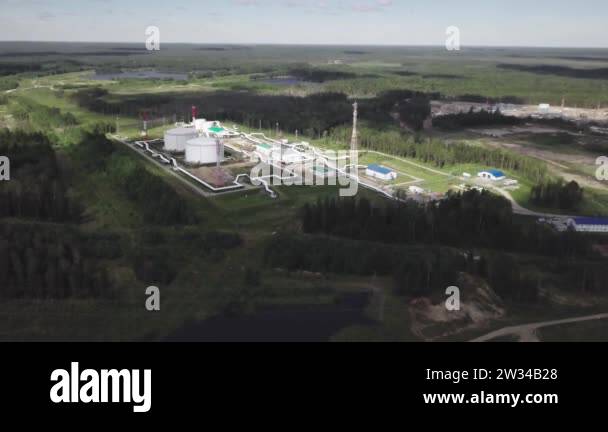 Oil industry. Russian oil field in Siberia. Oil refinery and ...