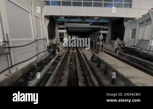 4k, Point of view of automatic train moving through Taipei tunnels via ...