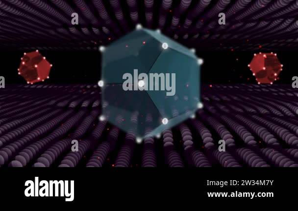 Three low poly figures covered with a white net of dots float over ...