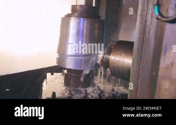 Sending a part on a cnc machine, processing a metal workpiece on a cnc ...