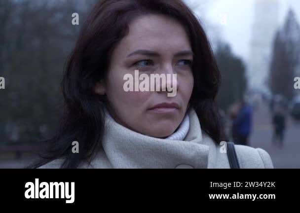 Close-up Tears on Female Face. Facial Expression Sad Worried Woman ...