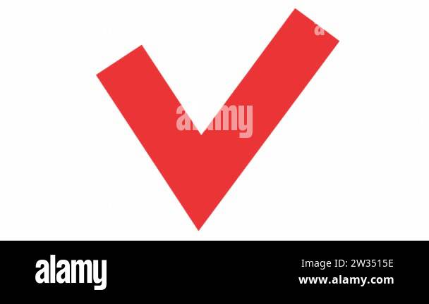 Animated red check mark appears. Flat vector illustration isolated on ...
