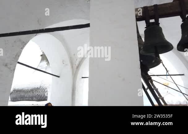 Church bells in the church bell tower, bells of the old temple. Bell ...