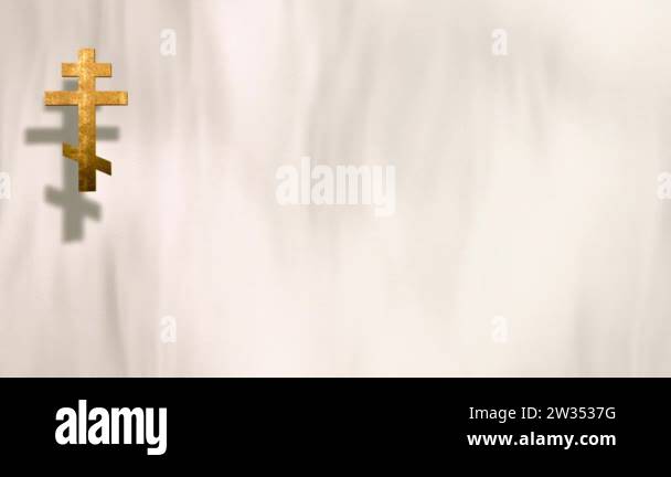 Liturgic golden Christian Cross on copy space. 3D animation for online ...