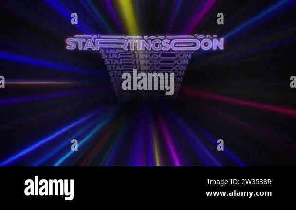 Seamlessly looping multiple lines of animated words "STARTING SOON" in ...