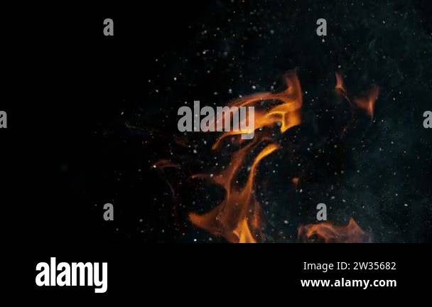 Fire flames with sparkles, shooting on high speed camera at 1000fps ...