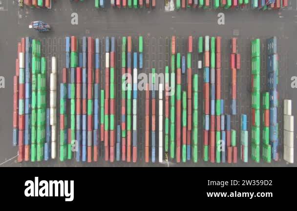 DRONE: Long lines of shipping containers cover the export terminal of ...