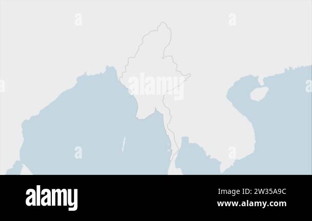 Myanmar map highlighted in Myanmar flag colors and pin of country ...