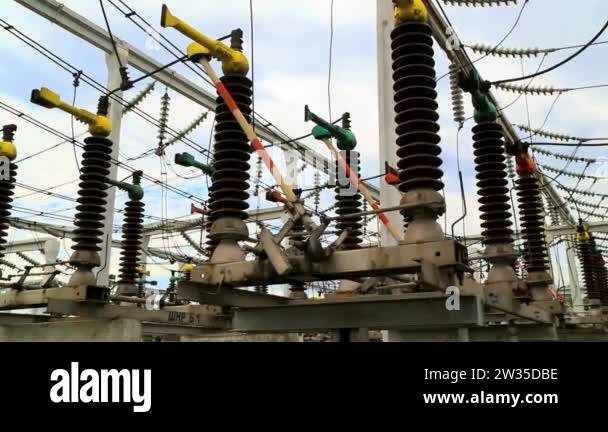 Earthing connector in high voltage electrical switchgear Stock Video ...