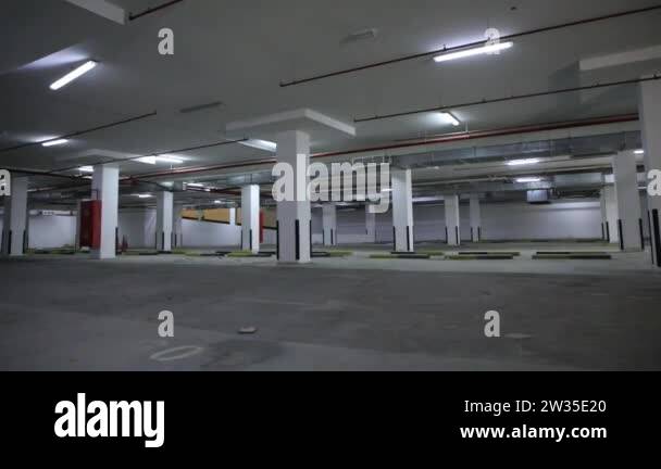 Empty under building parking area, car parking are under building ...