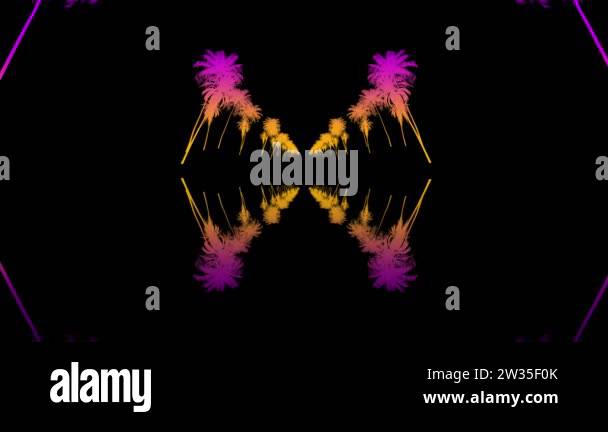 Retro aesthetic abstract background loop animation. Palm tree ...