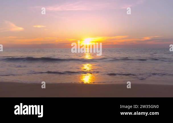 4k Scene of sunset tropical beach sea. New normal after covid-19 ...