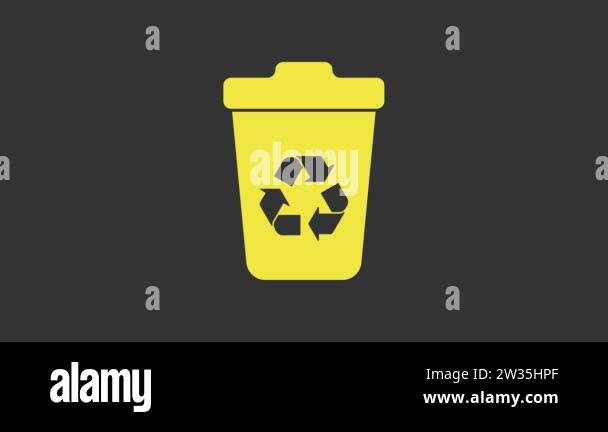 Yellow Recycle bin with recycle symbol icon isolated on grey background ...