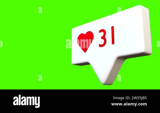 Social media likes counter on inflating red balloon. Trendy motion ...