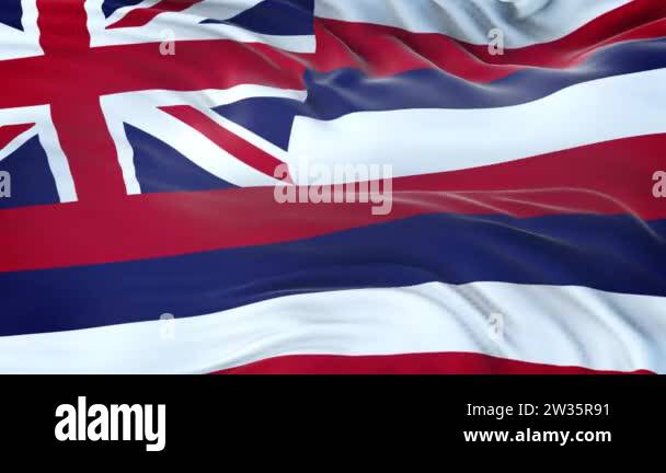 Hawaii (U.S. state) flag with highly detailed fabric texture. Seamless ...