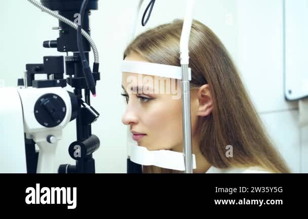 Ophthalmology concept ophthalmologist checks patient sight optical eyes ...