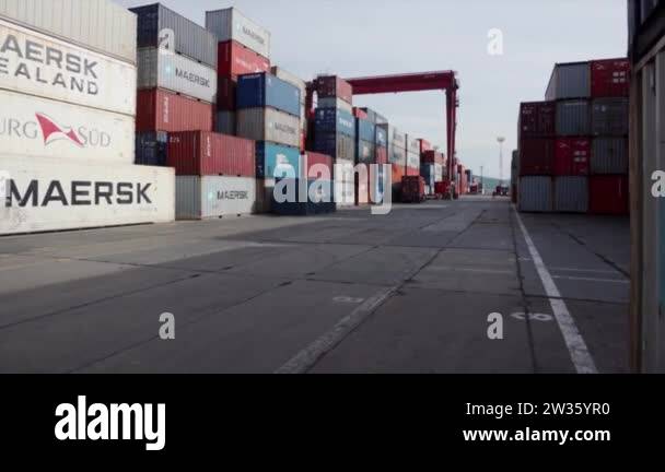 Vladivostok, Russia - 2020, summer - Sea container terminal. Large ...