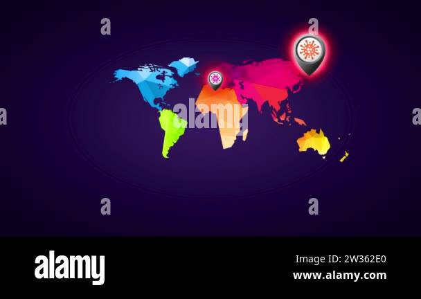 Linear Scaling Animation Of Coronavirus World Map Built With 3D ...