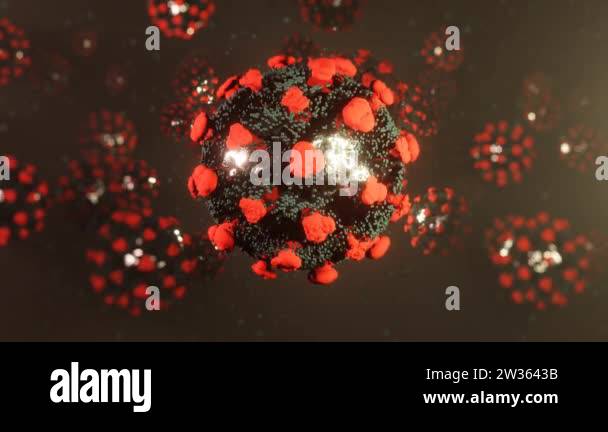 Viruses, Virus Cells under microscope, floating in fluid with dark ...