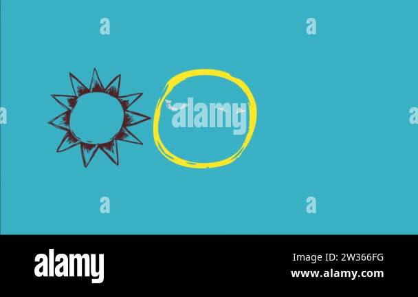 Bounce Spring Scale And Slide Animation Of Old-Fashioned Sun Cartoon ...