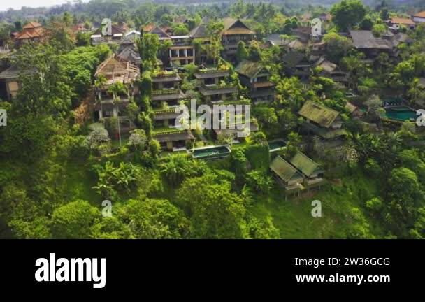 Luxury villas house with panoramic view at jungle, tropical rain forest ...