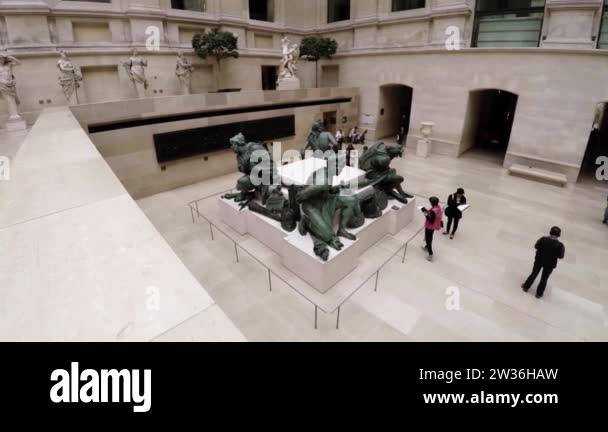 Statues and sculptures in the Louvre museum in Paris. France. Video in ...