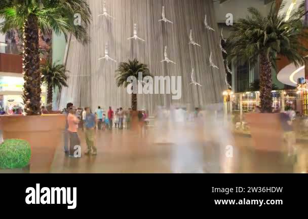 Waterfall Inside of the Mall, worlds largest shopping mall, Dubai ...