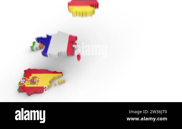 Map of the European Union with the flags of its member countries ...