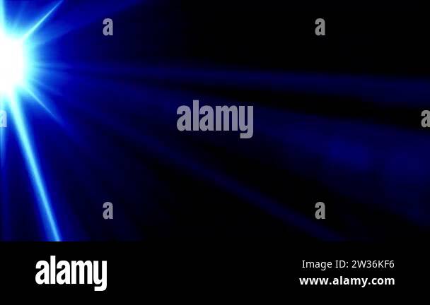 Abstract bright blue optical lens flares transition loop with light ...