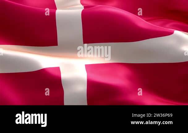 Flag of Denmark waving in the wind. 4K High Resolution Full HD. Looping ...