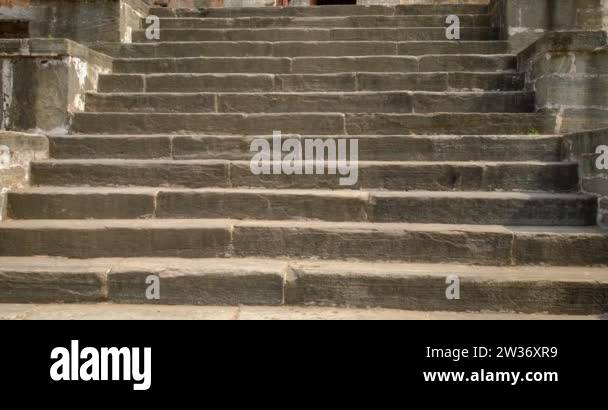 Steps to Devi Temple inside historic Indian Kumbhalgarh fort. Belongs ...