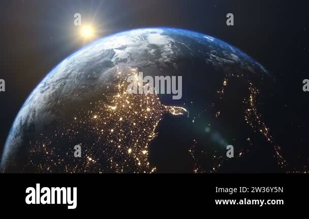 Rotating planet Earth with a real tilt axis and direction of rotation ...