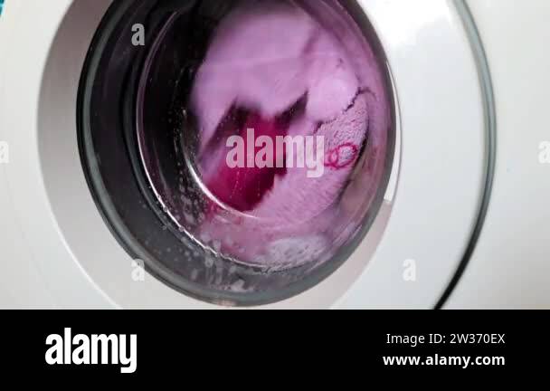 rotation of the washing machine drum while washing clothes Stock Video ...