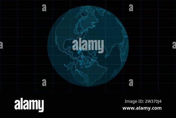Rotating blue HUD world globe. Digital globe. 4k animation of planet ...