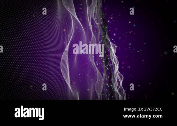 Romantic video animation with wave object and glitter particles in slow ...