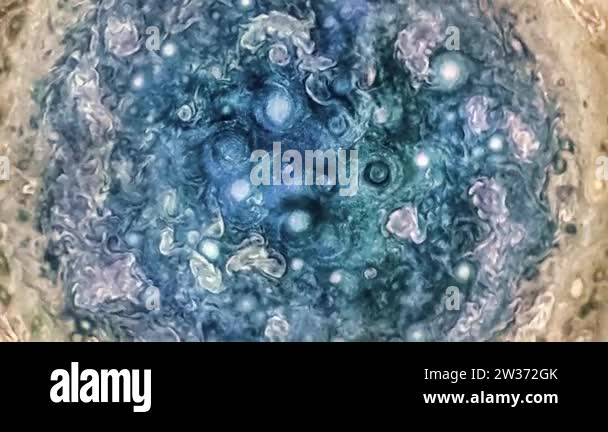 Exploring planet Jupiter and at its south pole in high resolution show ...