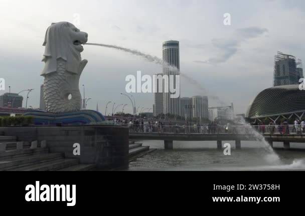 Singapore-11 April, 2015: 4k, Merlion is a mythical creature with the ...