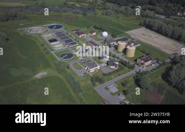 Urban sewage treatment plant. Aerial photography of sewage treatment ...
