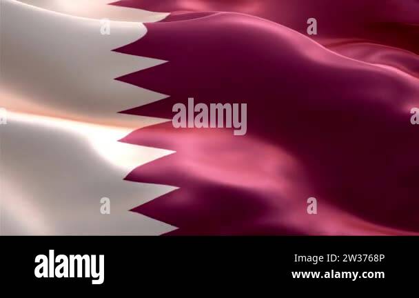 Flag of Qatar waving in the wind. 4K High Resolution Full HD. Looping ...