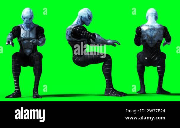 Military alien animation. Phisical, motion blur. Realistic 4k green ...