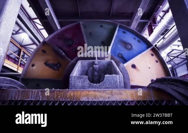 Rotating tanks in factory. Stock footage. Rotating turbines and tanks ...