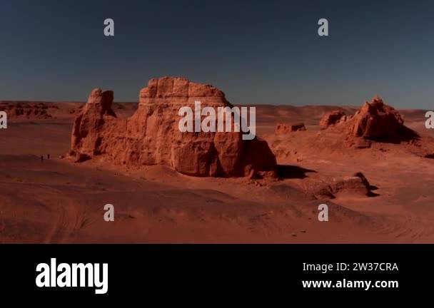 Martian landscape, Flaming Cliffs aerial view in the Gobi Desert ...
