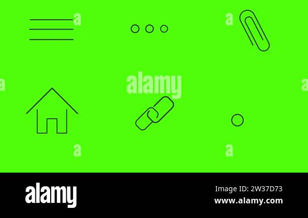 Flat lines animated icons elements on green screen chroma key Stock ...