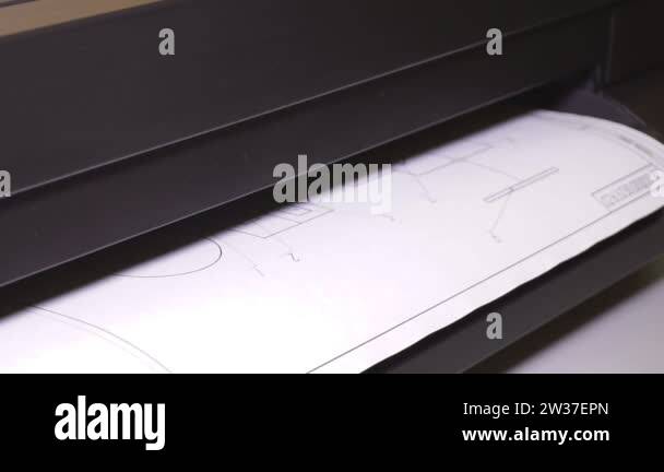 Plotter print drawings. Large format printer prints drawings Stock ...