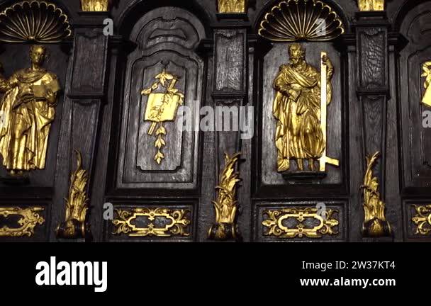 Chancel of Cathedral. A place for priests to sit. Shooting of the ...